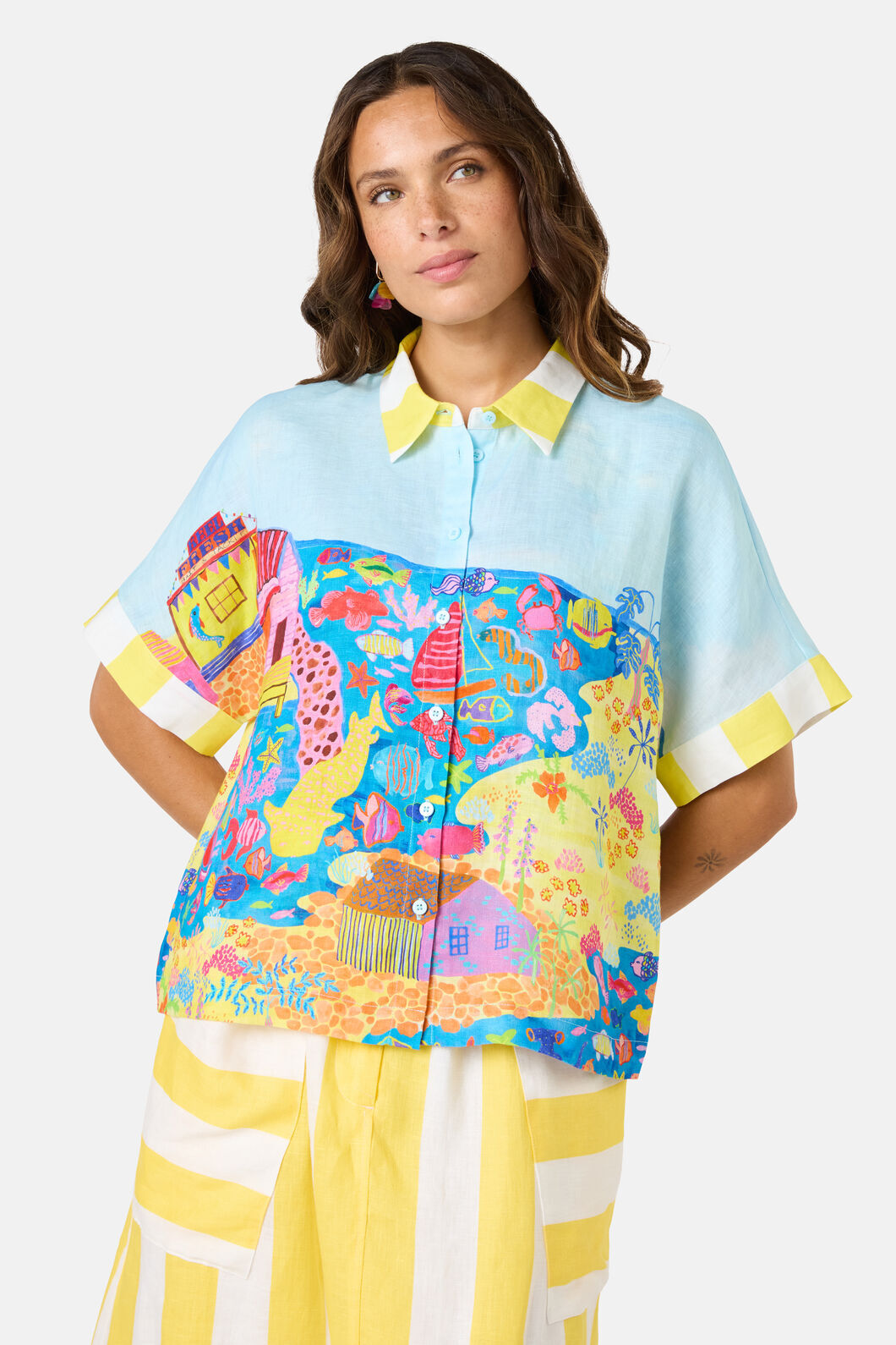 Fish Ahoy Print Linen Shirt – Gorman